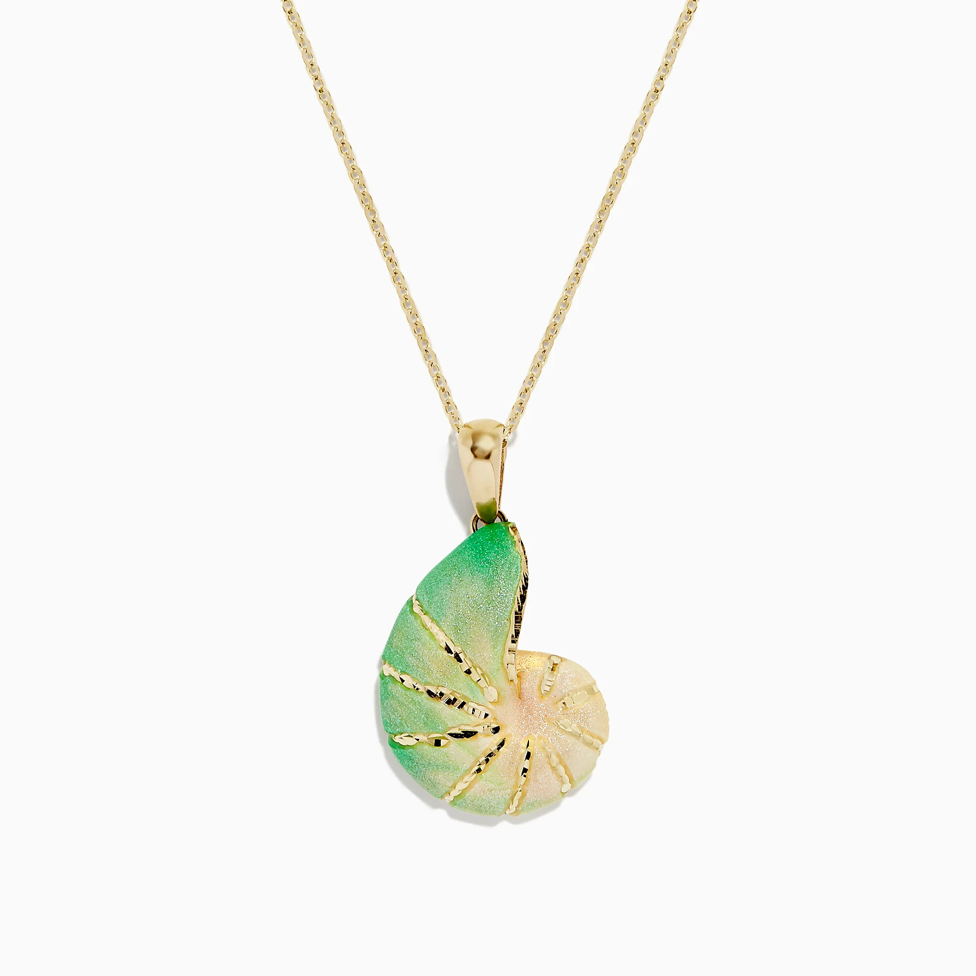 Seaside 14K Yellow Gold Green Swirl Shell Pendant - Effy Jewelry