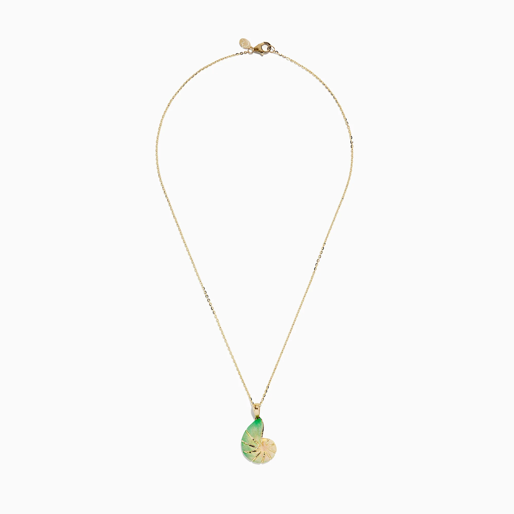 Seaside 14K Yellow Gold Green Swirl Shell Pendant - Effy Jewelry